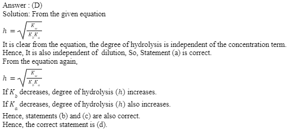 Hydrolysis of salt of weak acid & weak base, Hydrolysis Constant | AESL